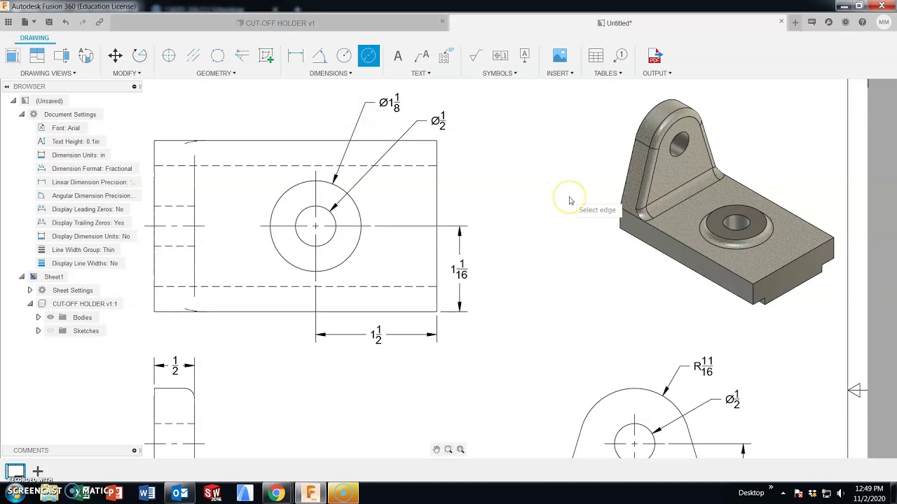 CUT-OFF HOLDER - DRAWING - YouTube