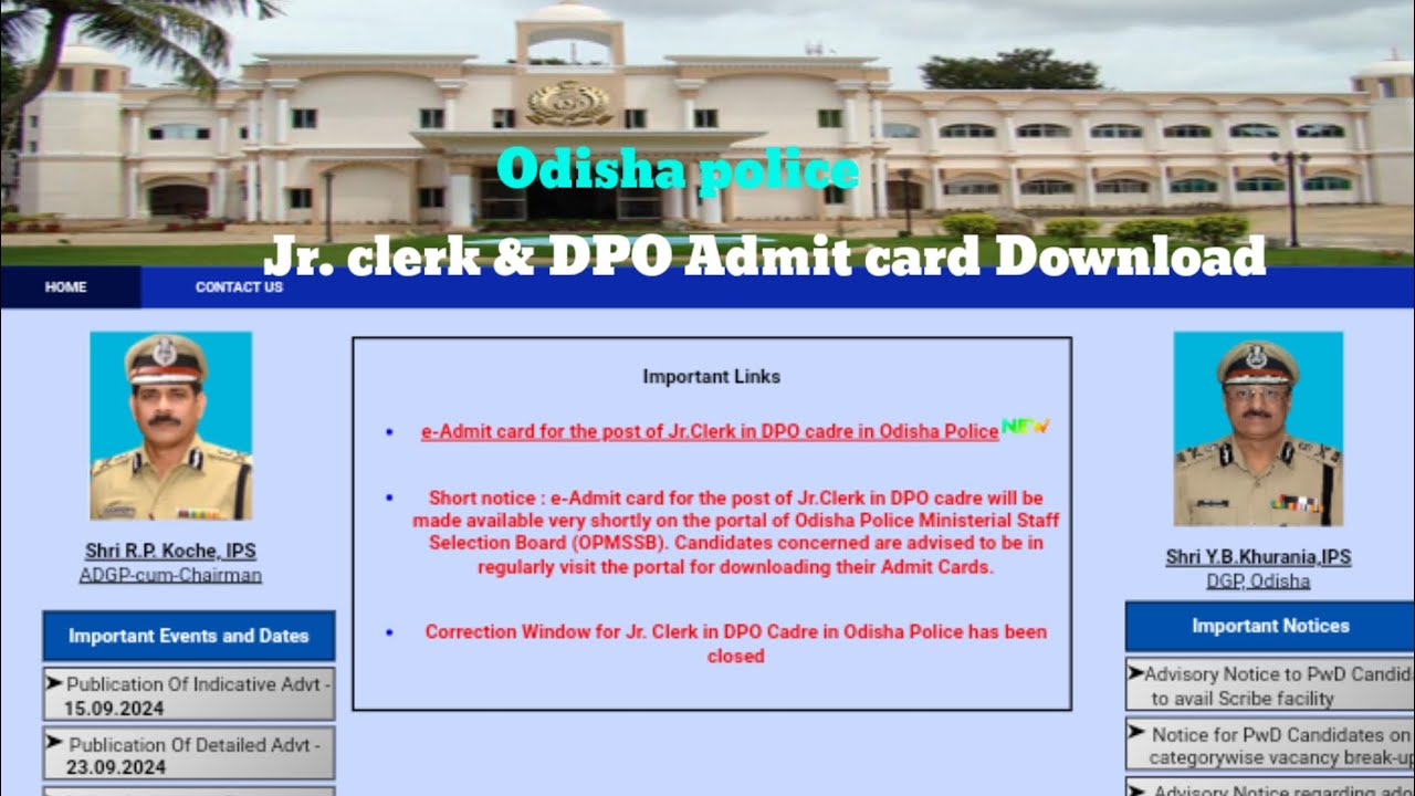 Odisha police Jr Clerk & DPO Admit Card Download 2024 !! How to ...