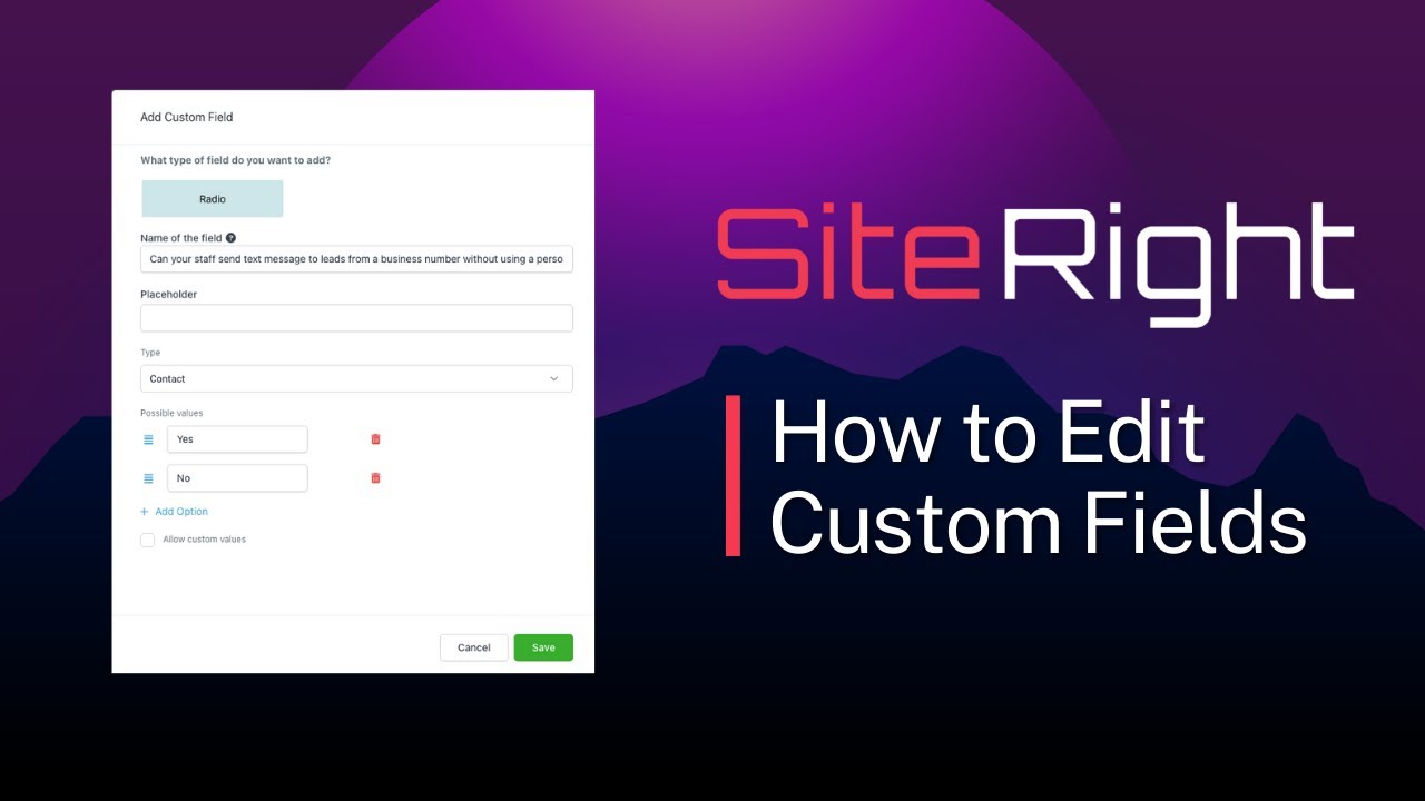 How To Edit Custom Fields In SiteRight YouTube How To Edit Custom Fields In SiteRight YouTube