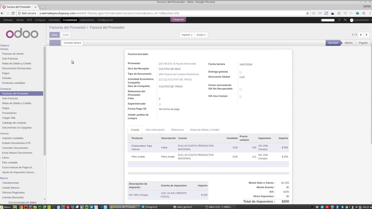 Odoo ERP : Crear Pedido de Compra desde Factura Automatizado - YouTube