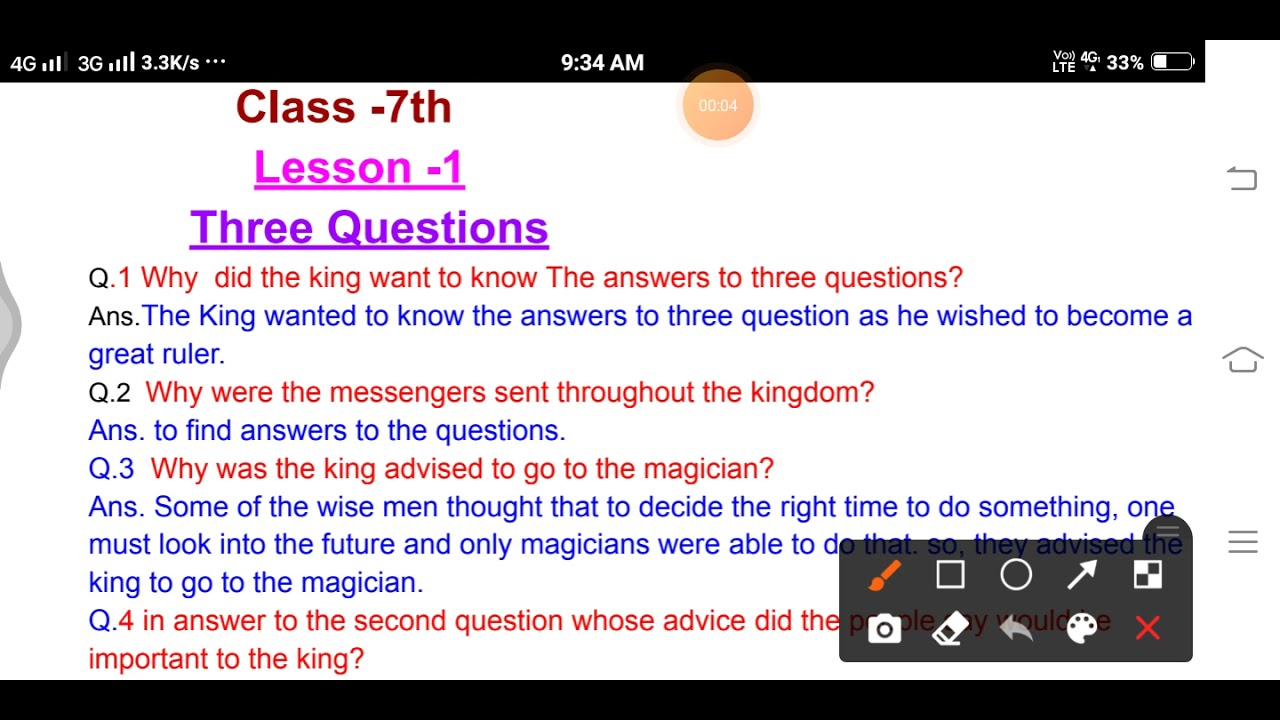 Questions And Answers Of Three Questions Class 7th Ncert Lesson Questions And Answers Of Three Questions Class 7th Ncert Lesson