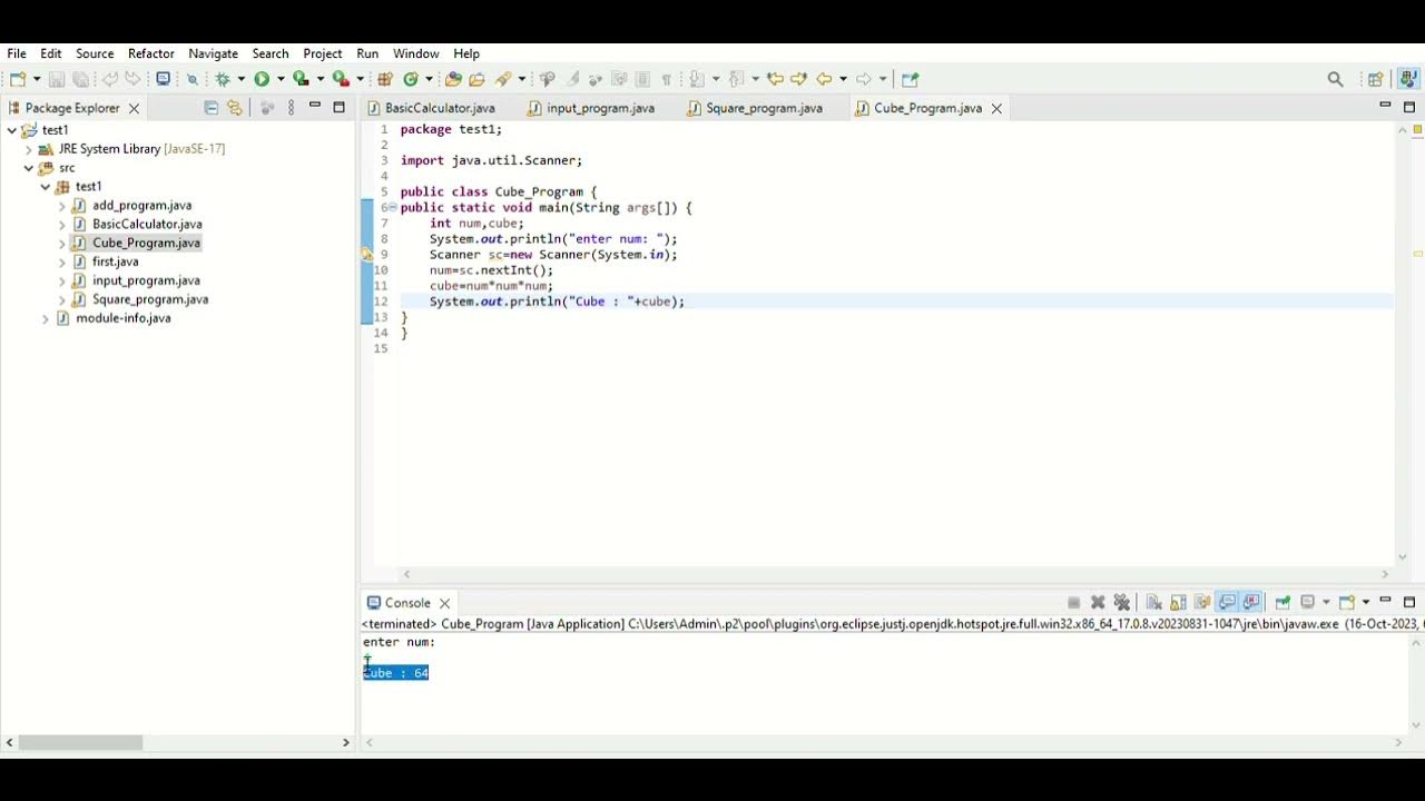 How to find cube of a number in java Eclipse - YouTube