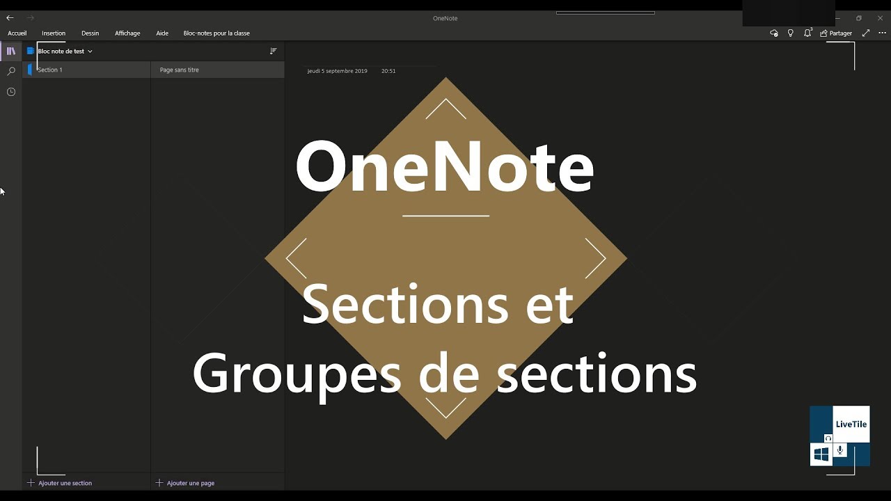 OneNote : Section et groupes de sections - YouTube