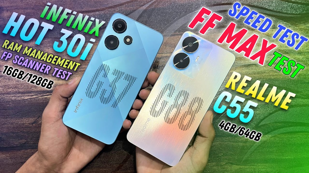 Infinix Hot 30i 🆚 Realme C55 Free Fire Speed test & Ram test || G37 vs ...