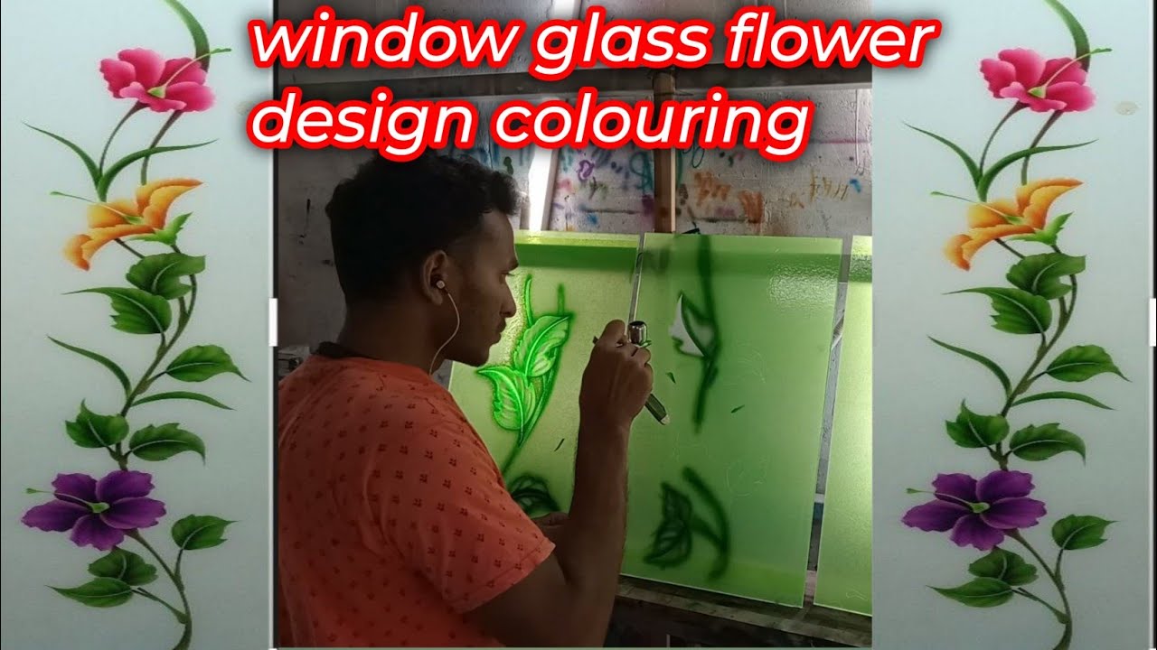 window glass flower design colouring || window glass design 2023 ...