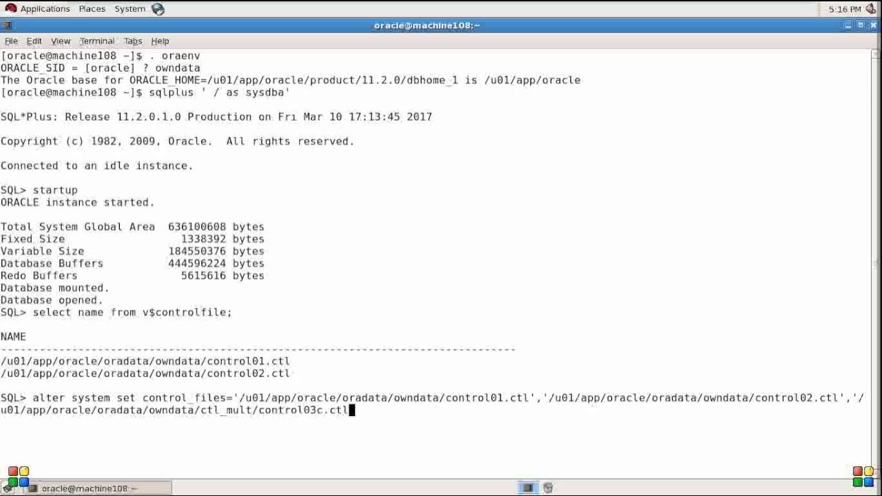 Multiplex a controlfile of an Oracle database - YouTube
