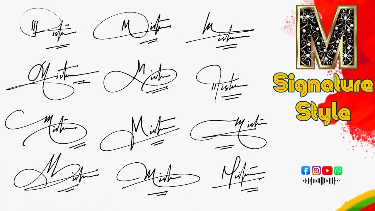M name Signature | M Signature Style | #signature #signaturestyle - YouTube