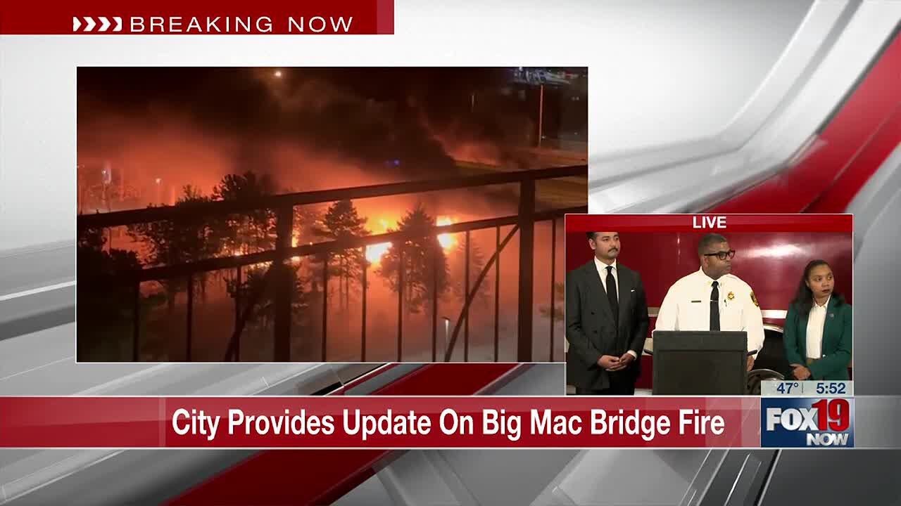 Officials provide update on Daniel Carter Beard Bridge fire - YouTube