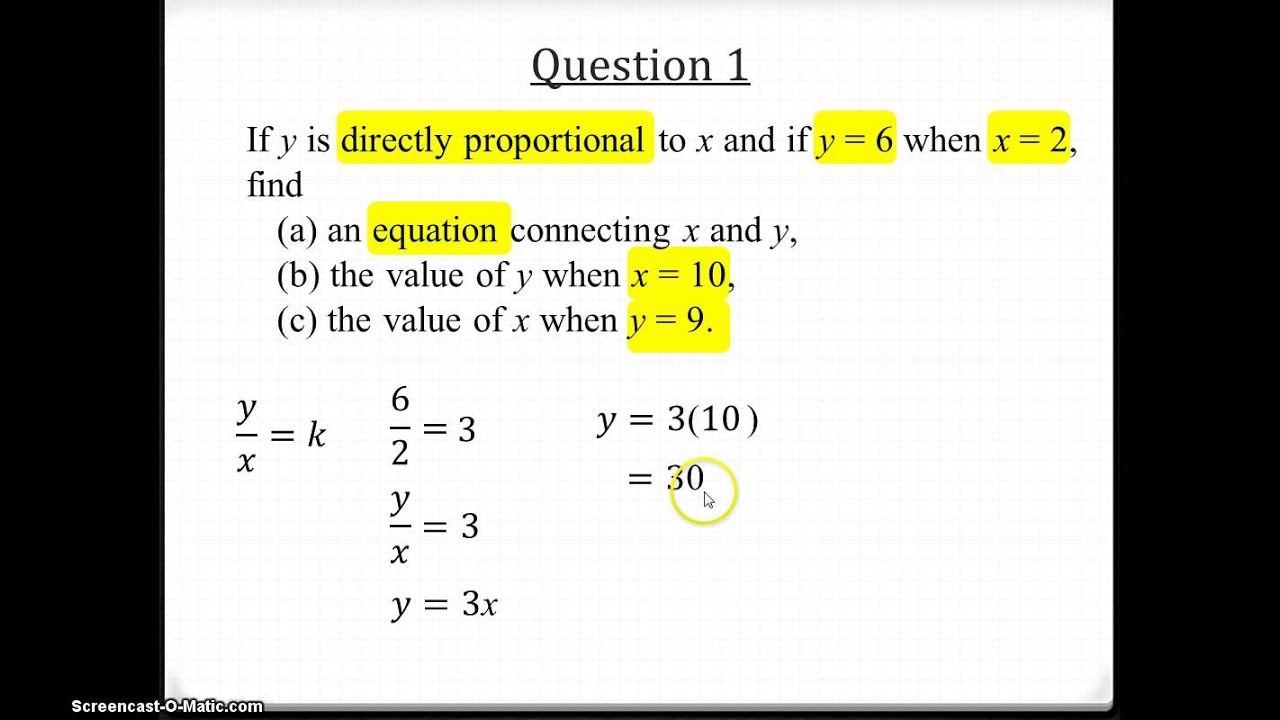 1 1 Direct Proportions - YouTube