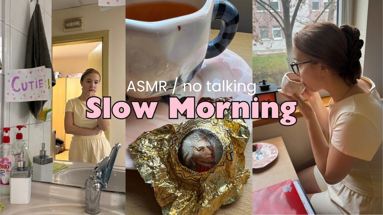 ASMR slow morning routine vlog: cozy aesthetic selfcare alone with no ...