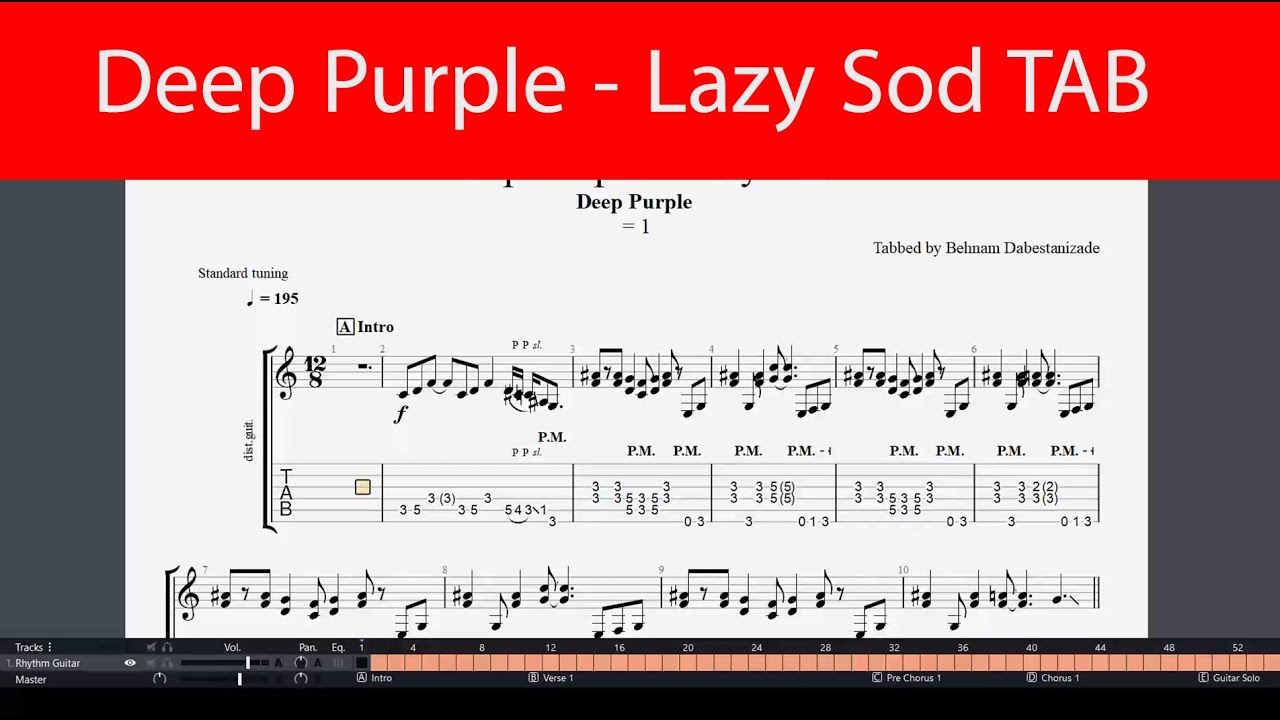 Deep Purple - Lazy Sod Rhythm Guitar TAB(Standard) - YouTube