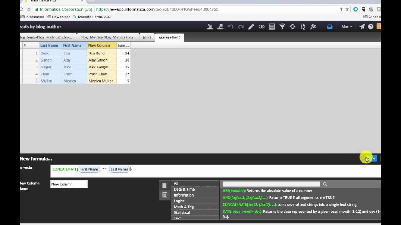 How to Use the Concatenate Function in Informatica Data Prep (REV ...