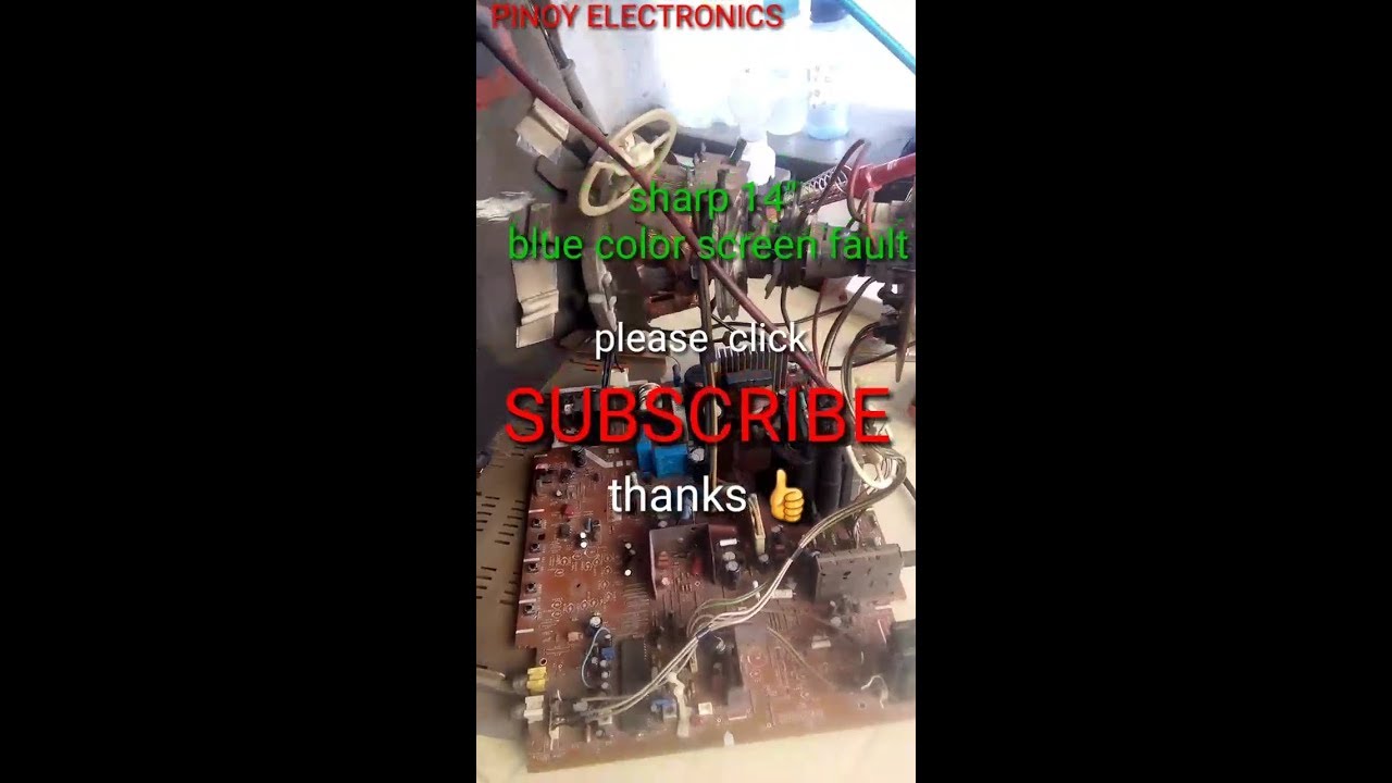 Sharp crt tv,color fault.blue screen - YouTube