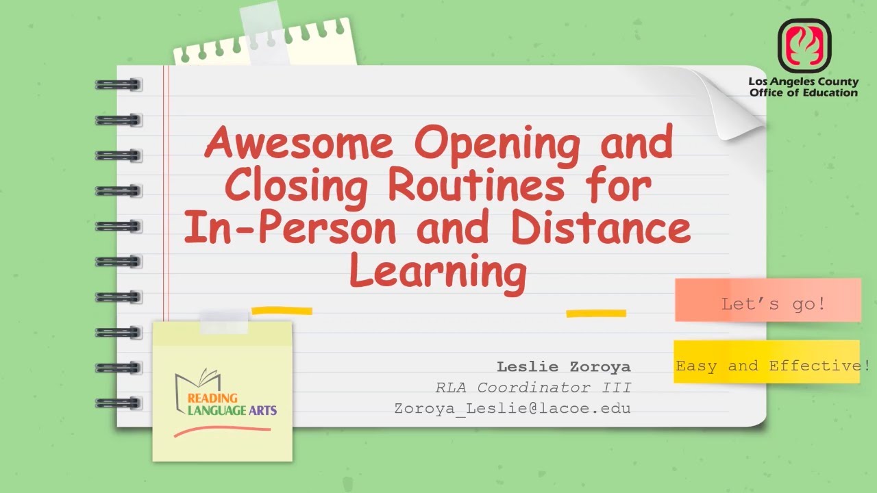Awesome Opening and Closing Routines for In-Person and Distance ...