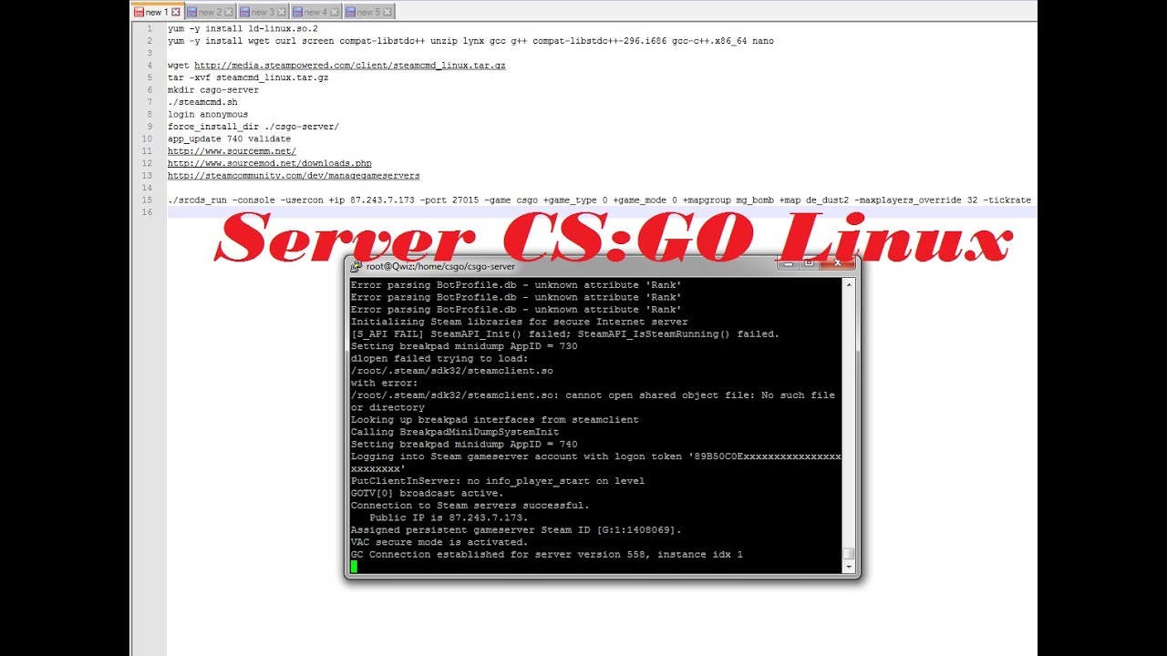 Instalare Server Csgo Pe Linux How To Setup A Csgo Server Linux Youtube