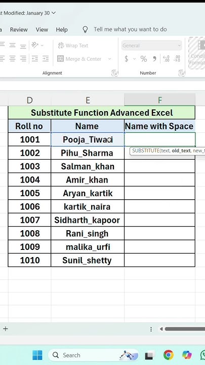Substitute Function| how to used substitute formula in Excel|Advanced Excel formula| #excel# ...