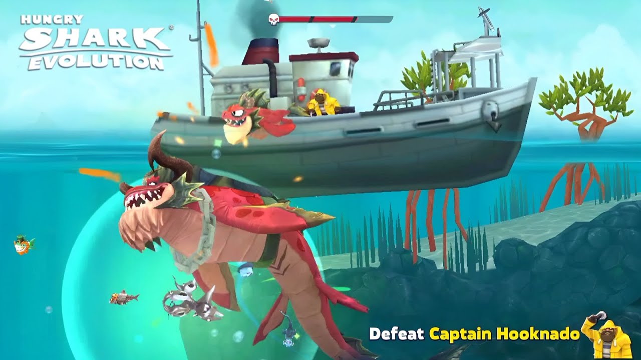 NEW CAPTAIN HOOKNADO BOSS GAMEPLAY - Hungry Shark Evolution - YouTube