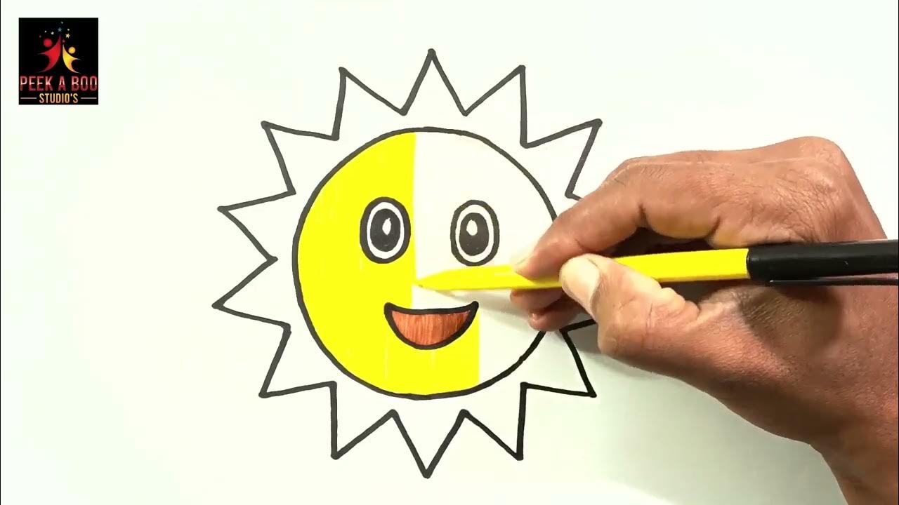 Fun Smiling Sun Drawing for kids | Draw and Color a Cute Sun | Easy Sun ...