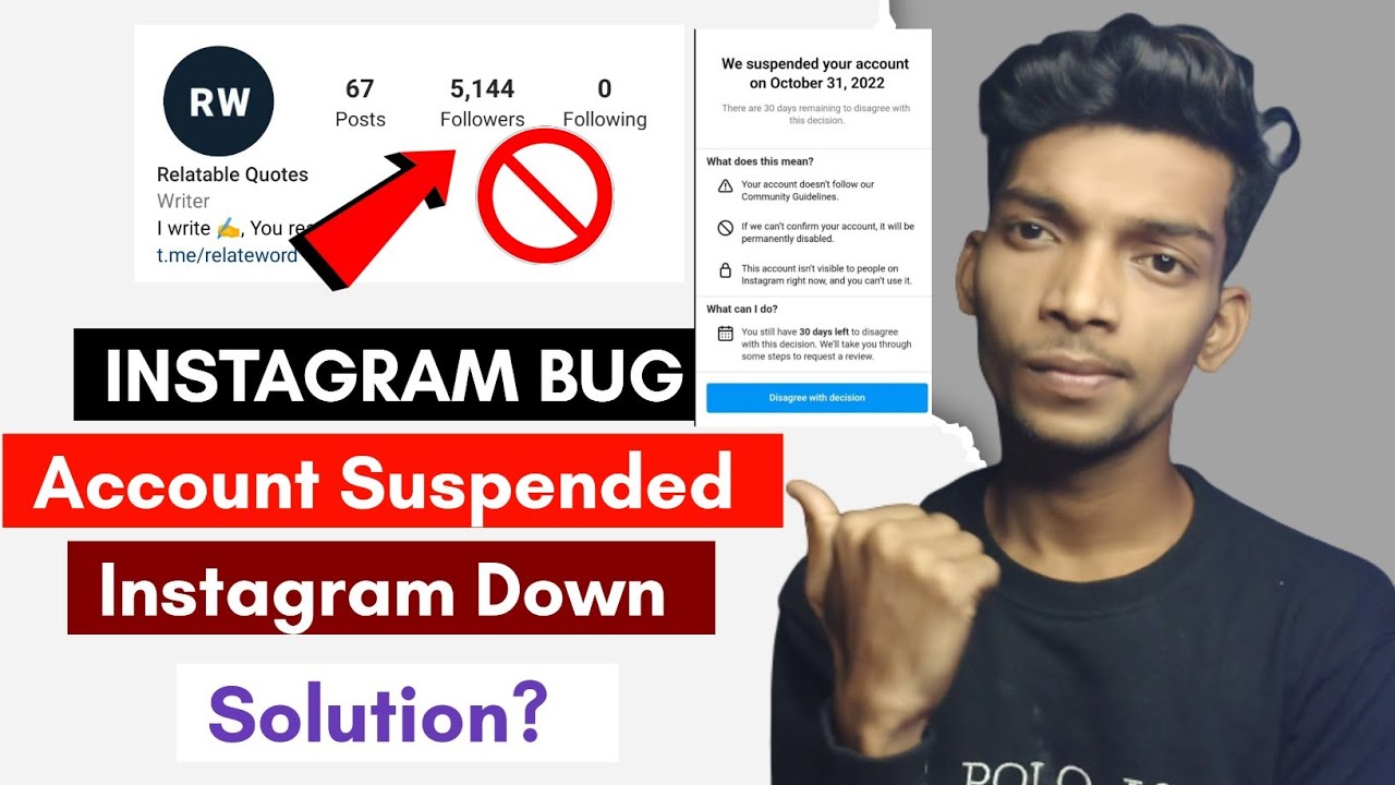 Instagram down | Instagram suspended my account problem | Instagram bug ...