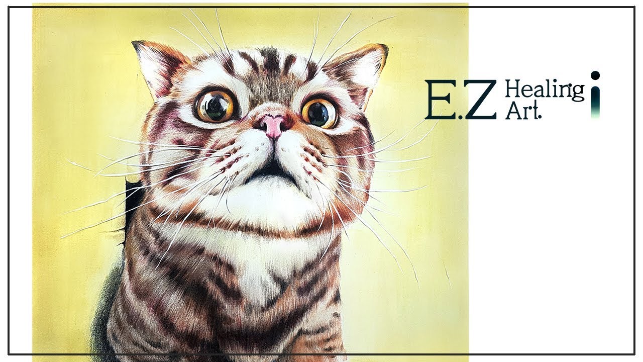 이지힐링아트/크림히어로즈 고양이 루루 그리기- cat drawing [E.Z healingArt] - YouTube