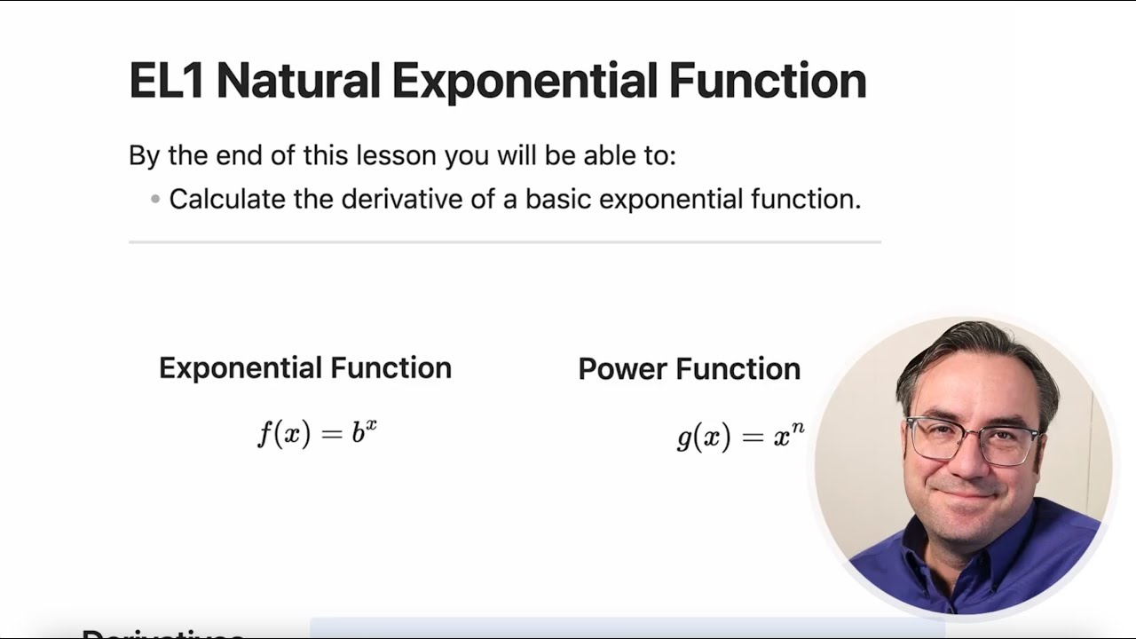 MTH 121 Prep - EL1 Natural Exponential Function - YouTube