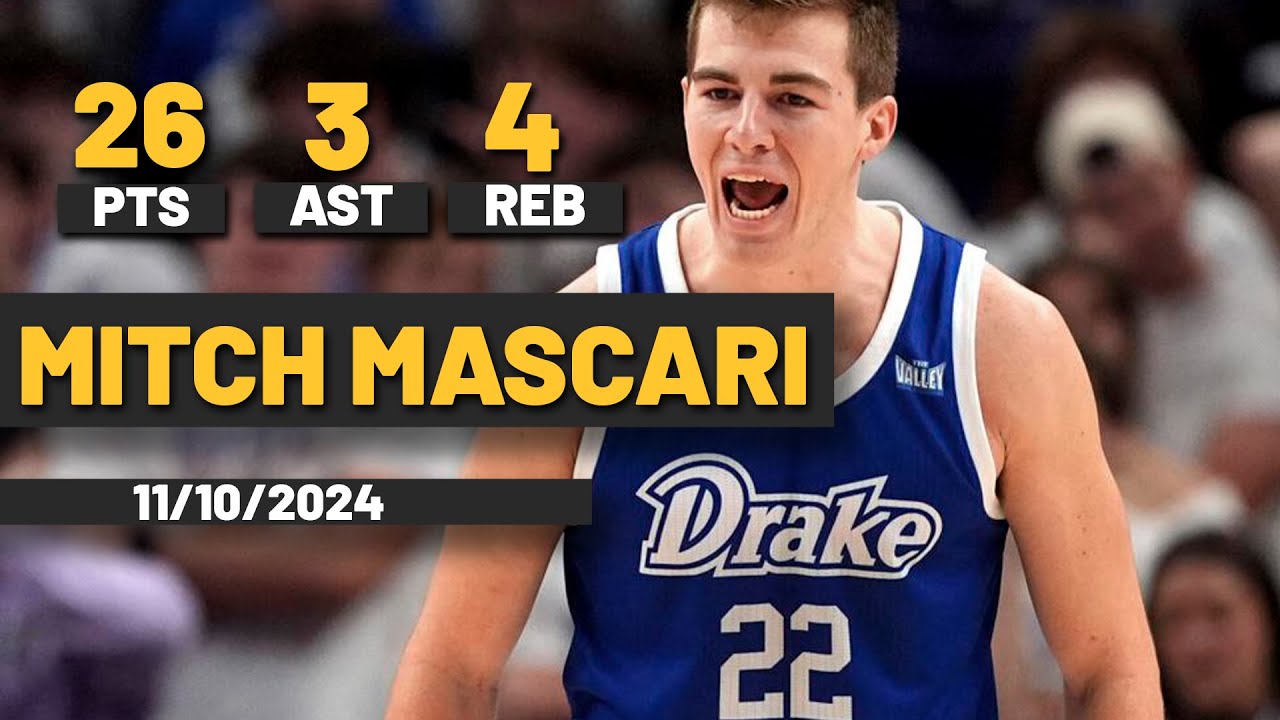 Mitch Mascari Drake Bulldogs 26 PTS 4 REBS 3 AST vs Stephen F. Austin ...