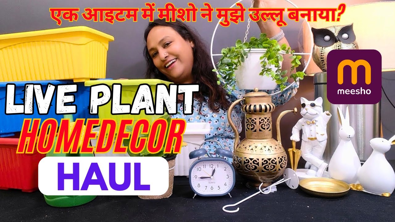 Meesho Live Plant & Garden Finds Homedecor Haul | Meesho Dustbin, Clock ...