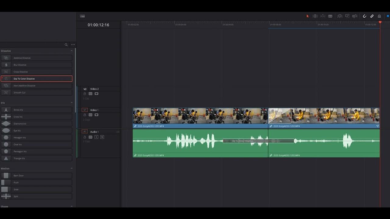 Davinci Resolve adding dissolve transition problem - YouTube