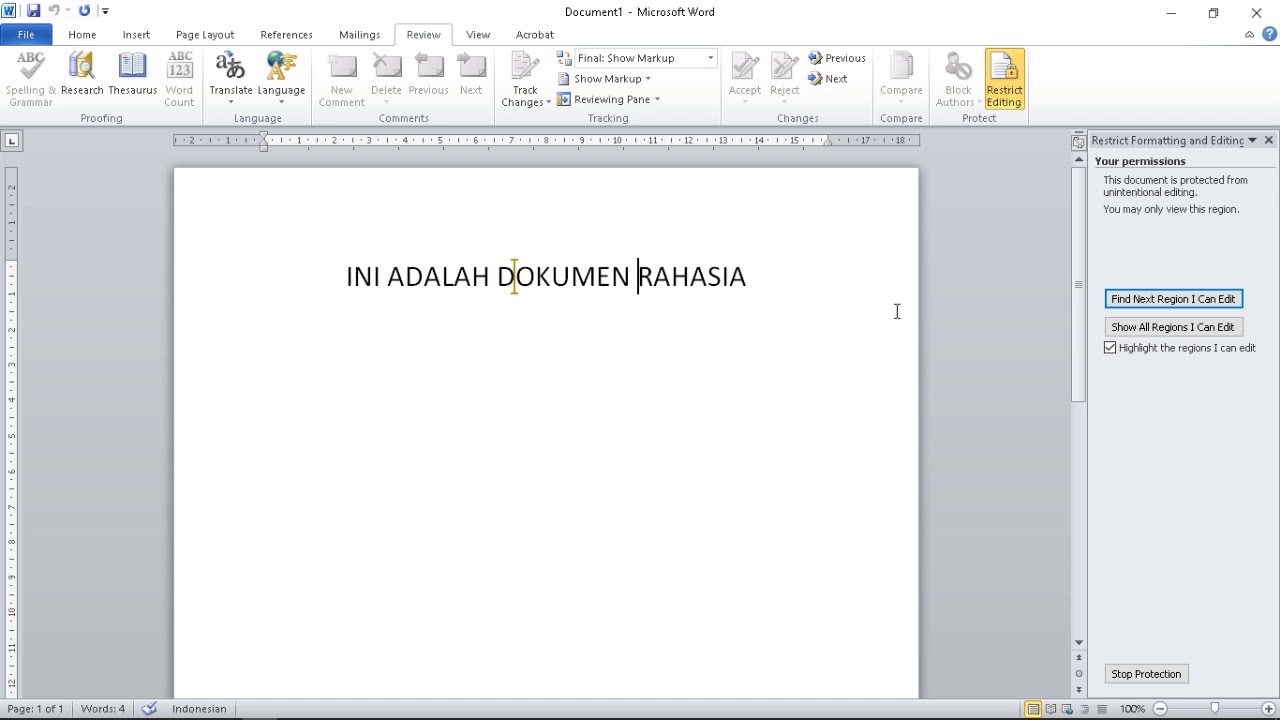 How To Lock Microsoft Office Word Document - YouTube