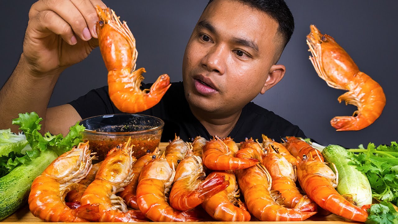 Yummy Grilled River Prawns | Mukbang ASMR Eating Show - YouTube