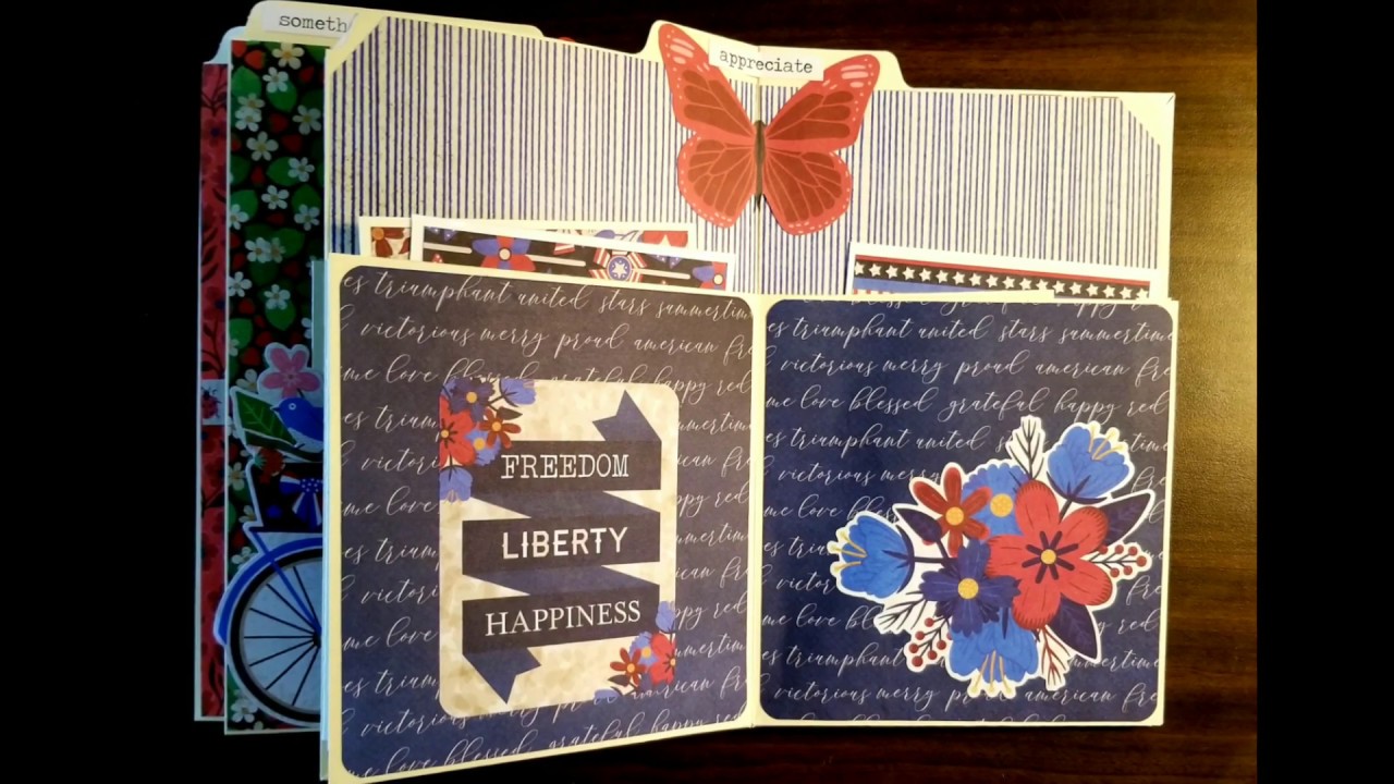 Bo Bunny celebrating freedom file folder mini album (using Rosa Kelly ...