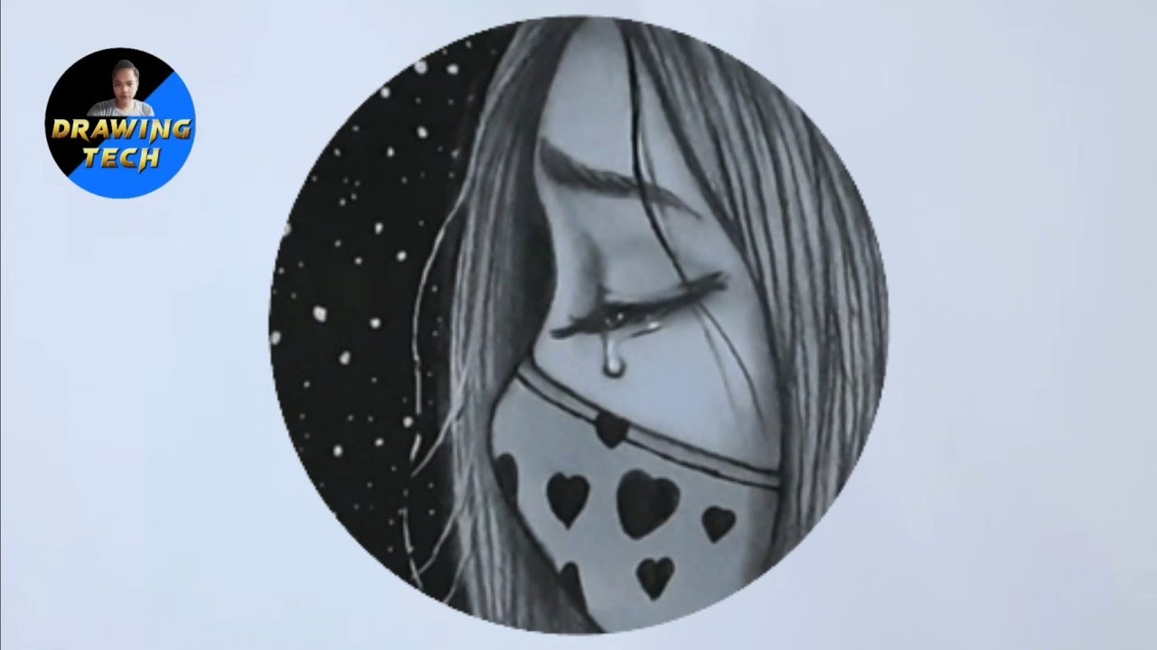 CRYING GIRL DRAWING | CIRCLE DRAWING EASY FOR BEGINNERS | DRAWING TECH ...