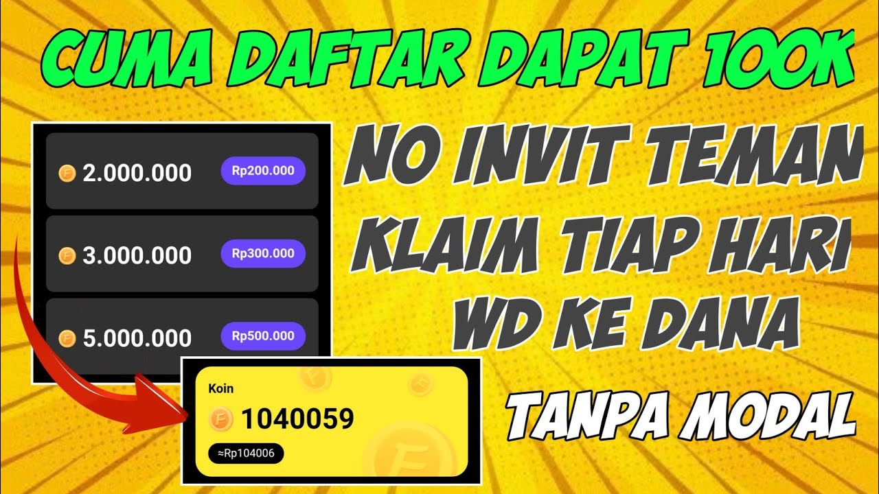 Cukup Daftar Langsung Dapat 100k - Apk Penghasil Saldo Dana Gratis ...
