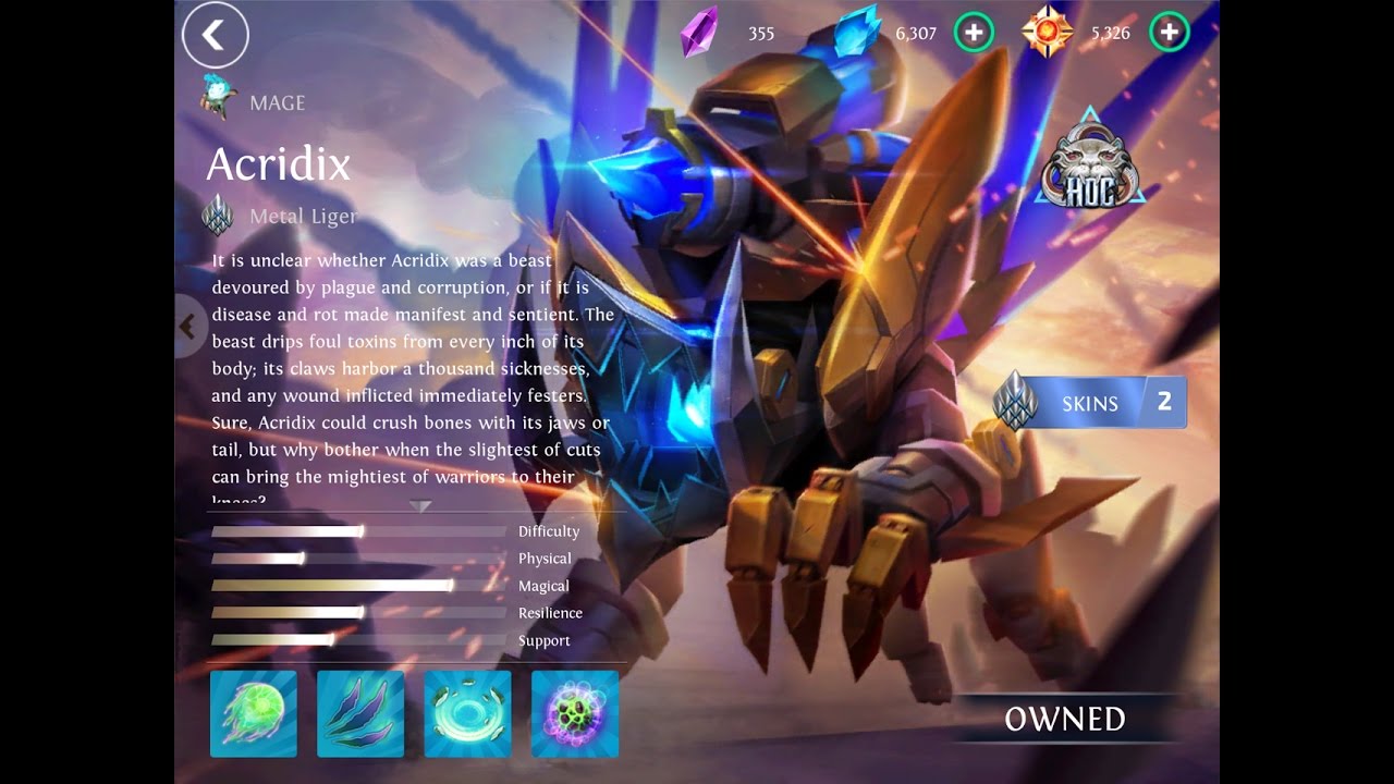 Heroes of order and chaos - Acridix skin (Metal Liger) gameplay ...