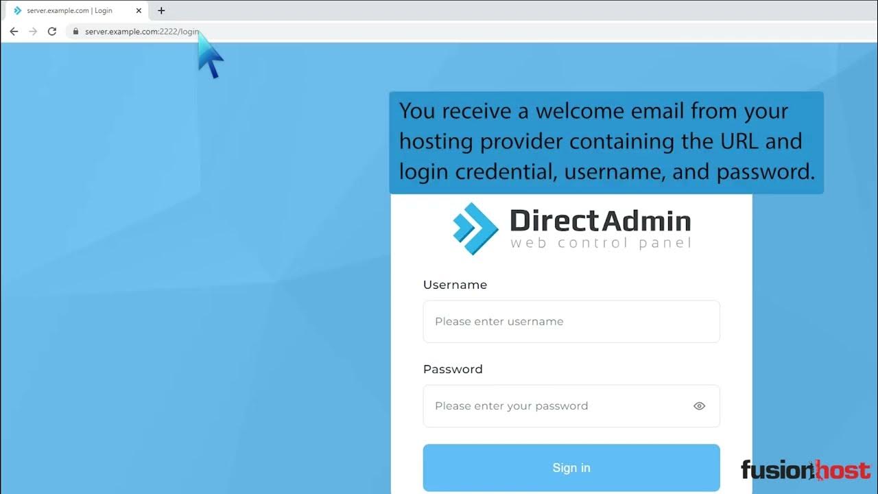 How to login to DirectAdmin Fusionhost - YouTube