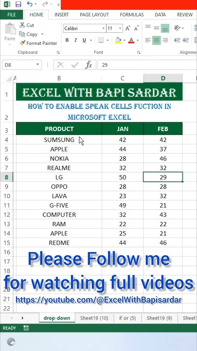 Enable Speak cells function in Microsoft Excel | # #reels #msexcel #exceltutorial #excelclasses ...