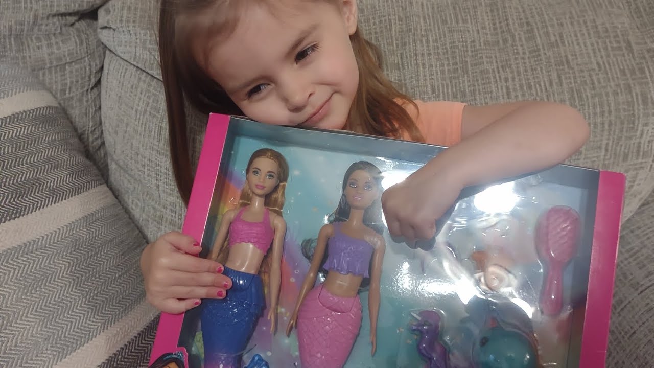 Little Mermaid. Madison Hope finds a Barbie Doll Mermaid. - YouTube