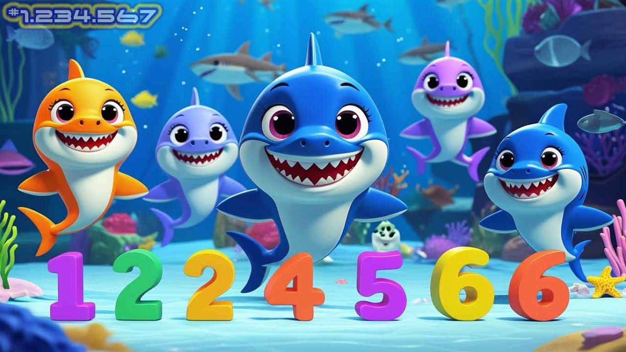 Baby Shark Learns to Count from 1 to 10 | Numbers Song | Nursery Rhymes ...