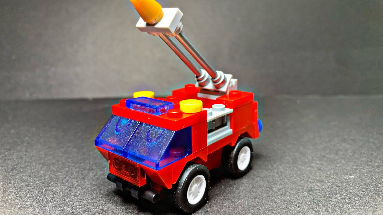 LEGO building mini water cannons fire engine - YouTube