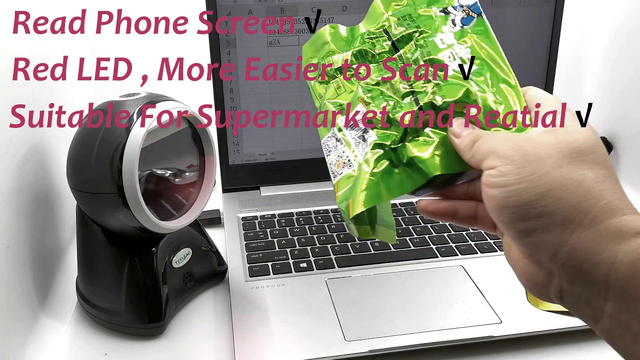 TEKLEAD CMOS 2D Desktop Barcode Scanner USB interface QR PDF417 1D code ...