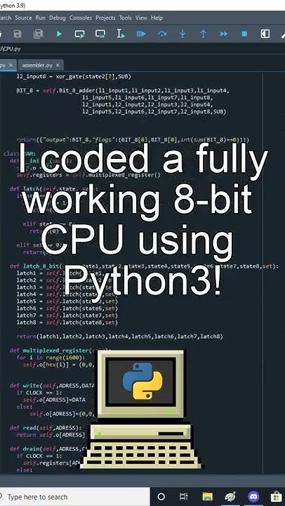 I coded a fully working 8-bit CPU using python3! #shorts - YouTube