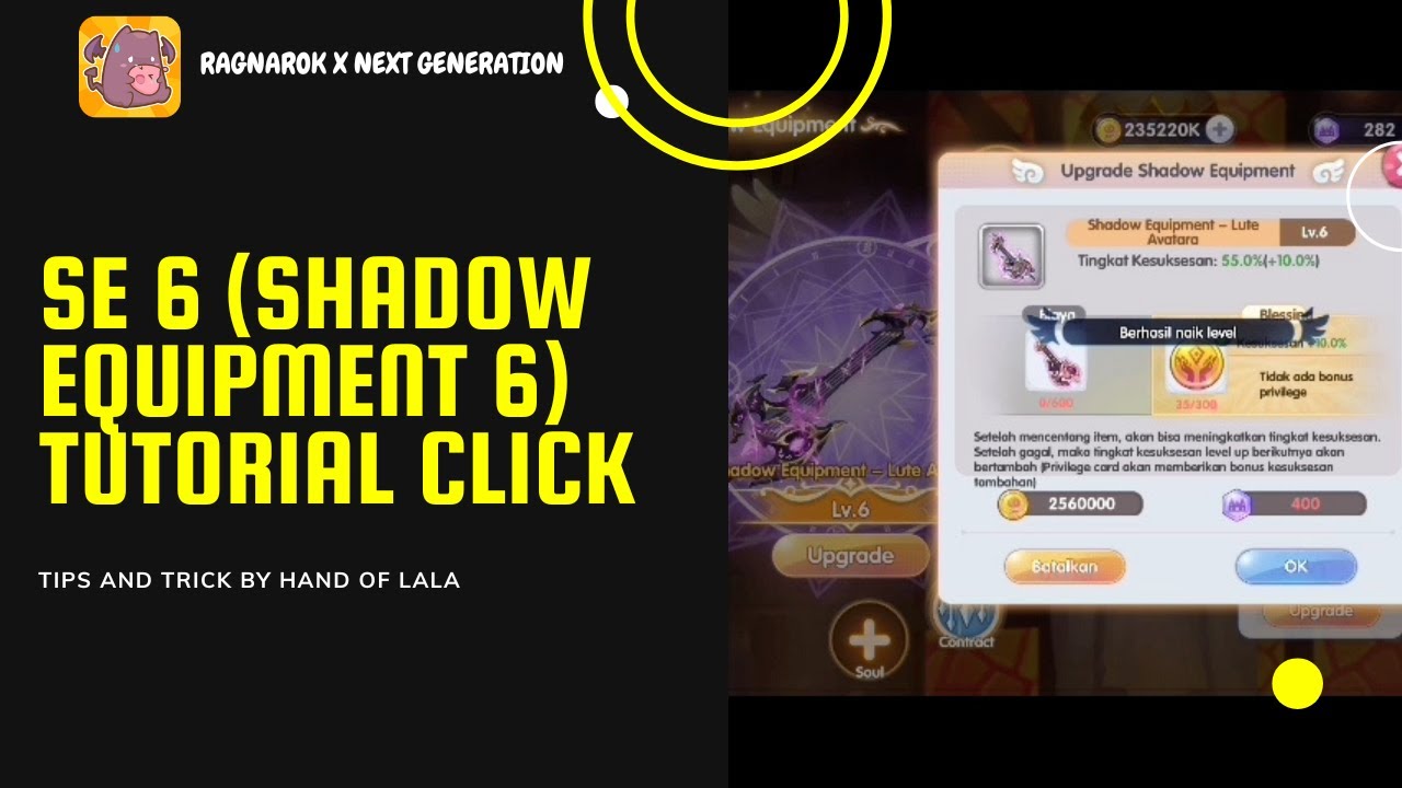 TIPS AND TRICK ONE CLICK SE 6 (Shadow Equipment 6) CLICK || RAGNAROK X ...