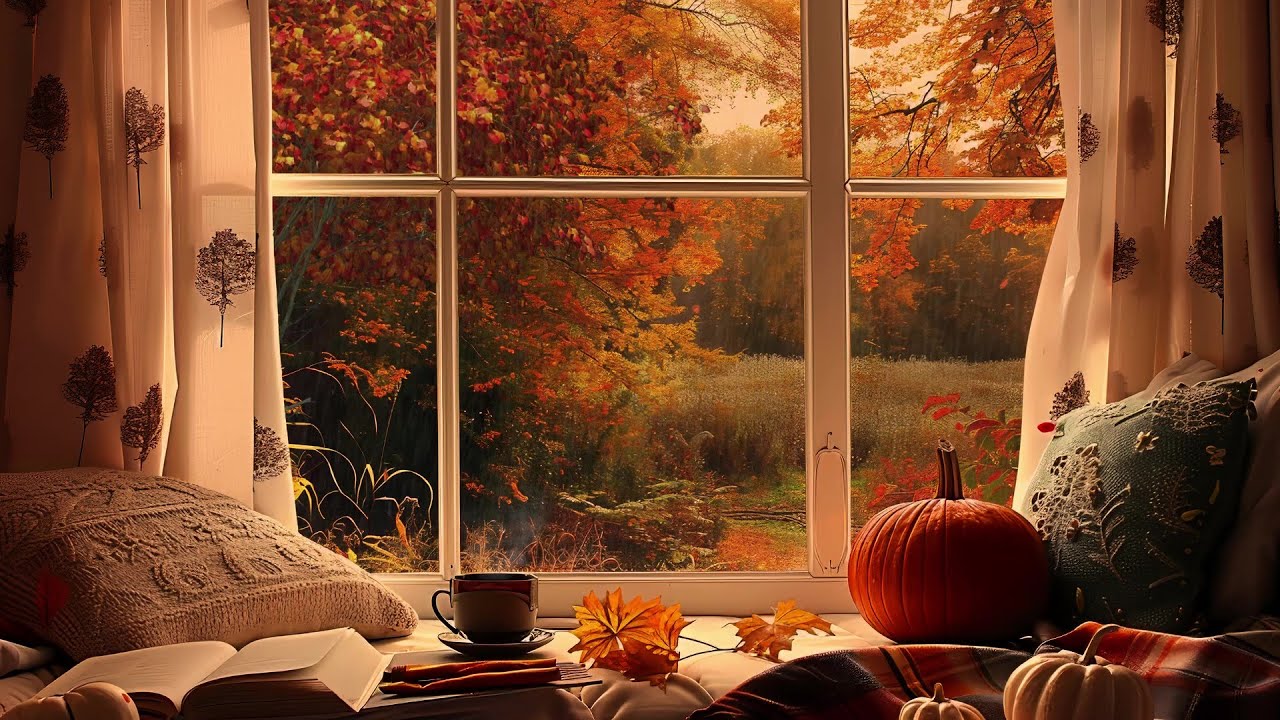 Autumn Rain on Window Ambience 🍁 Rain Sounds for Sleep, Study, and ...