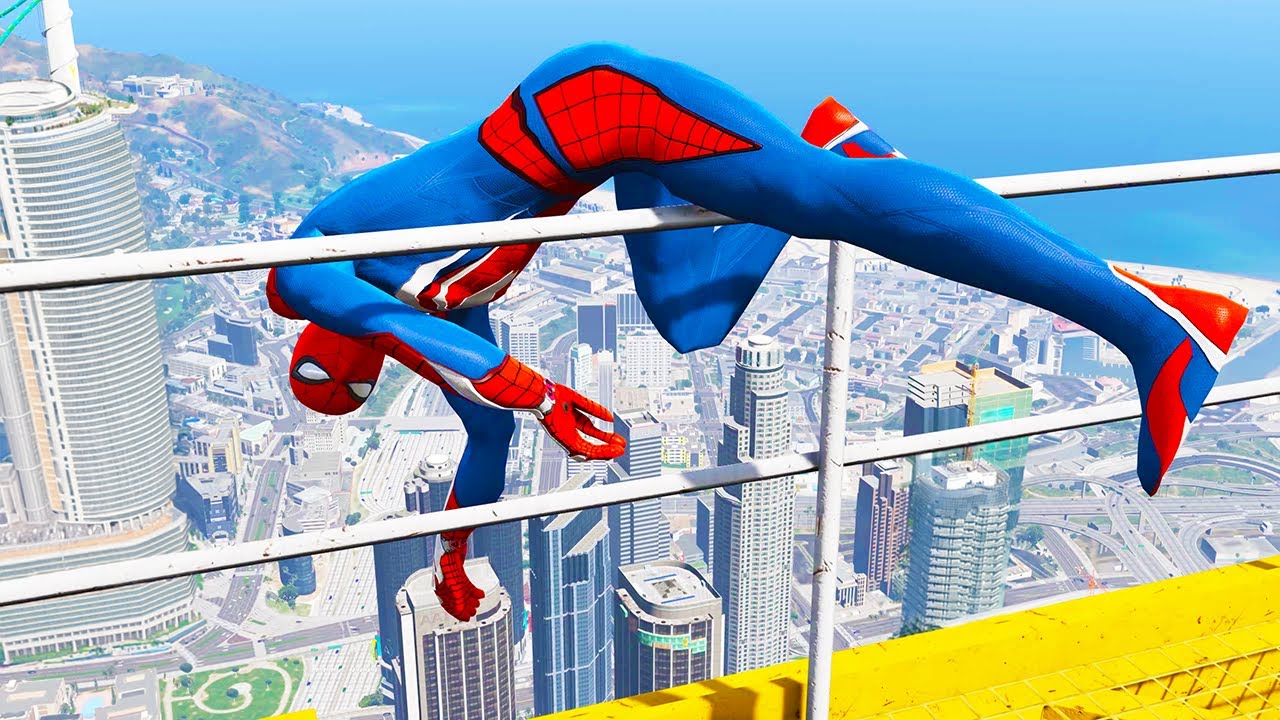 SPIDERMAN CRAZY JUMPS/FALLS #8 (GTA Spider-Man Fails) - YouTube