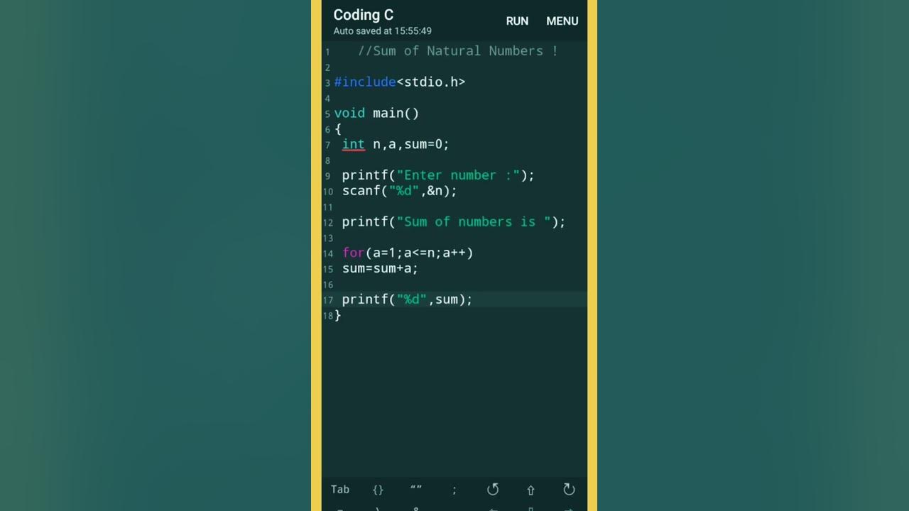 Sum Of First N Natural Numbers In C Shorts Youtube
