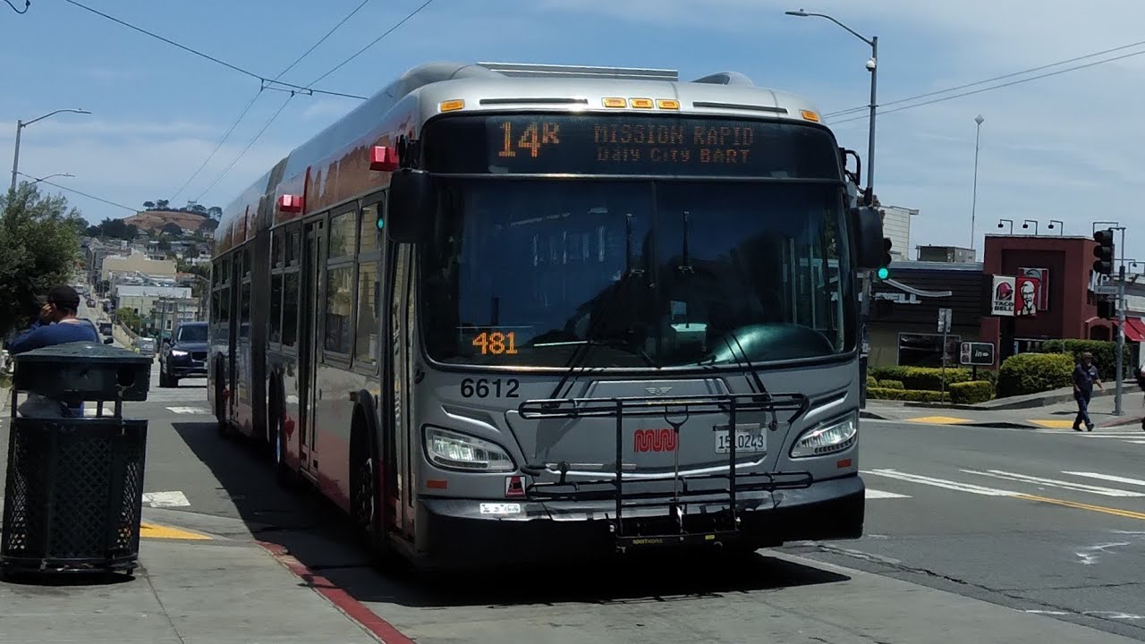 SF Muni 2016 New Flyer XDE60 6612 on Route 14R Mission Rapid - YouTube