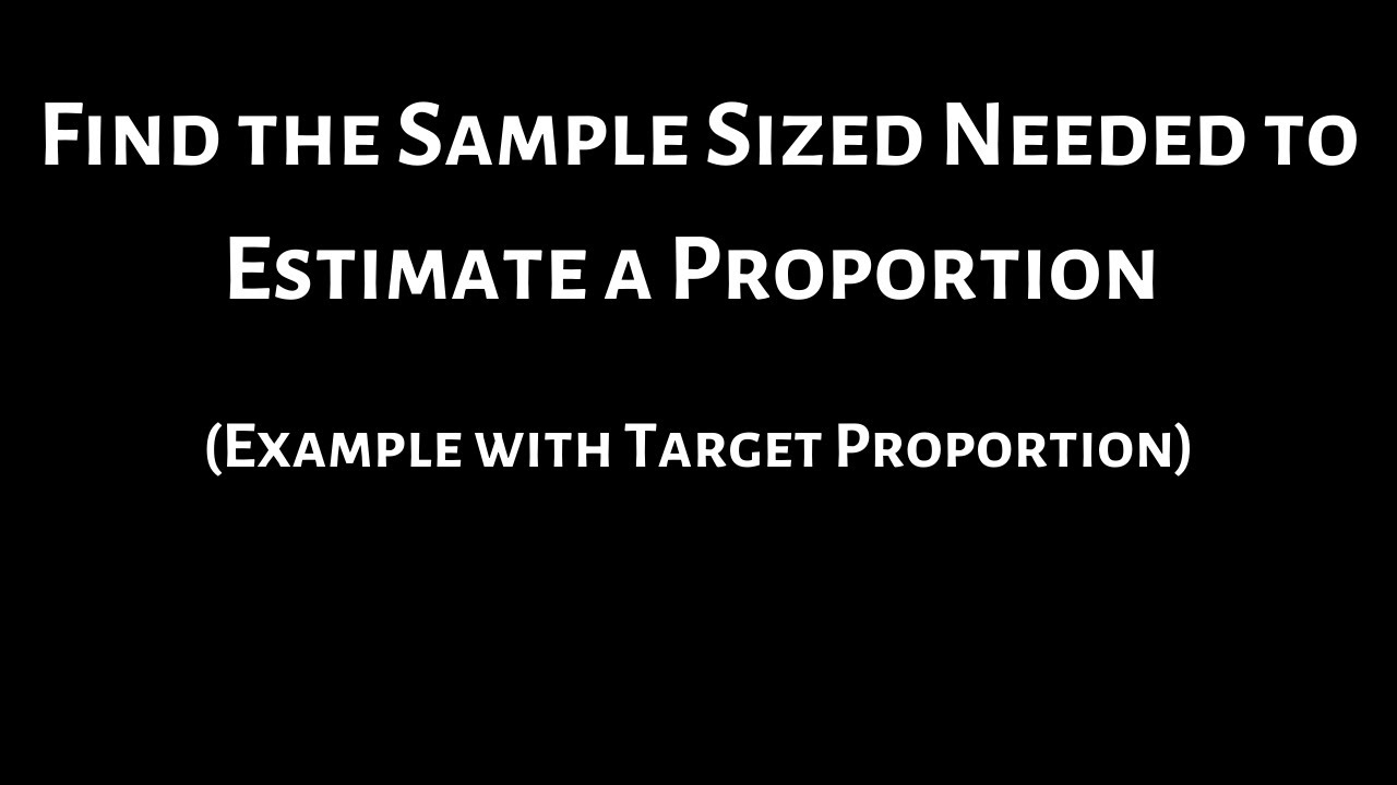 #23. Find the Sample Sized Needed to Estimate a Proportion (Example ...
