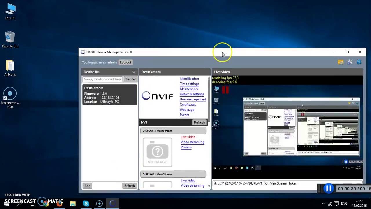 Multiple channels mode. DeskCamera streams PC desktop and webcam as ...