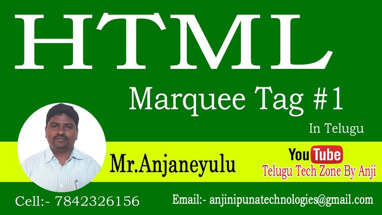 Learn Html In Telugu Explain About Marquee Tag In Html Telugu Marquee