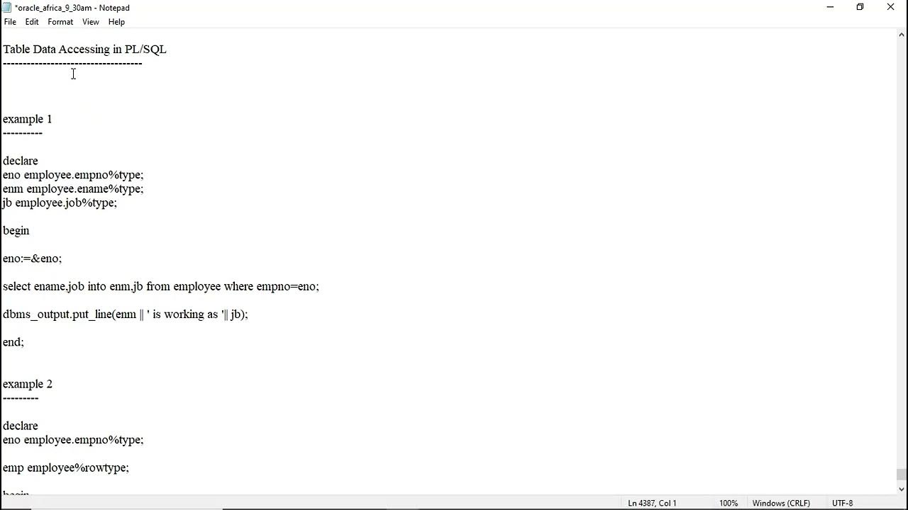 Database Accessing In Pl Sql Youtube